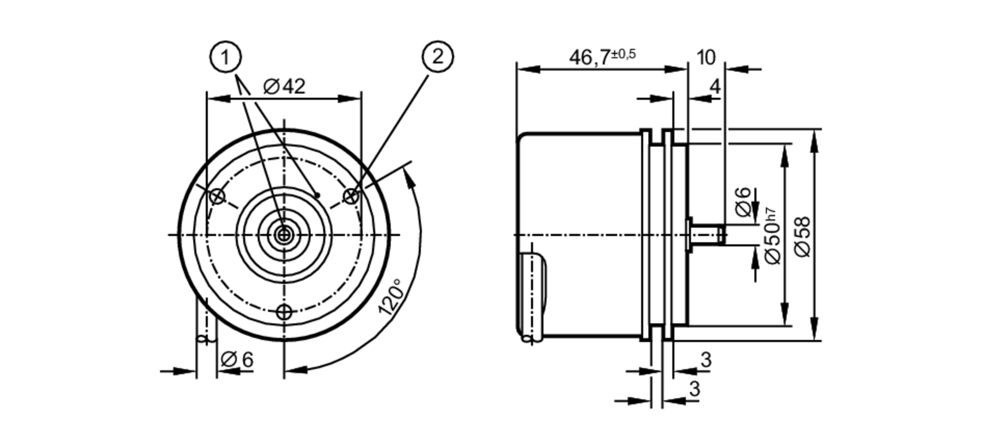 RU6010 - 带实心轴的增量式编码器 - ifm