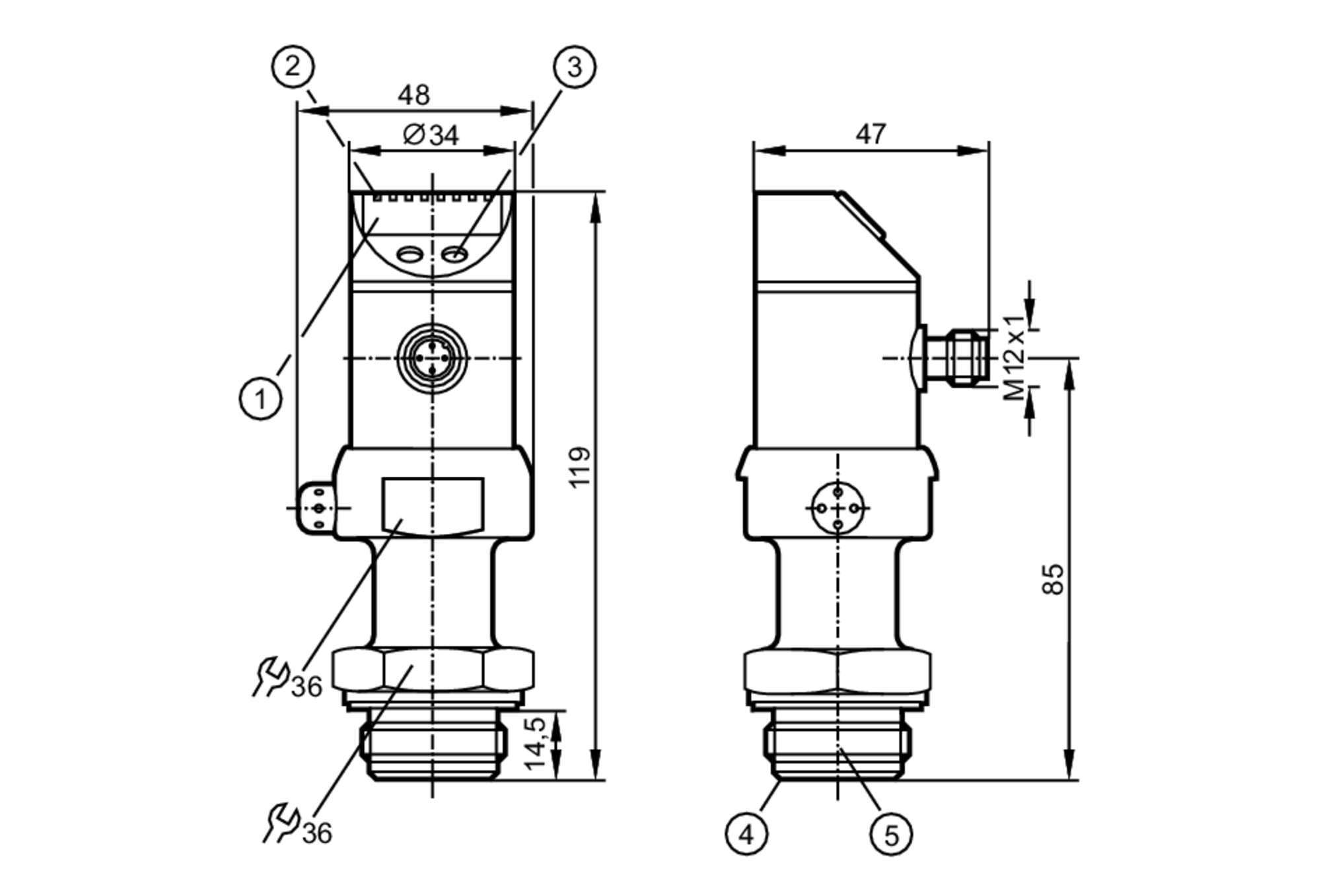 PI2097 - 带显示屏的齐平式压力传感器 - ifm