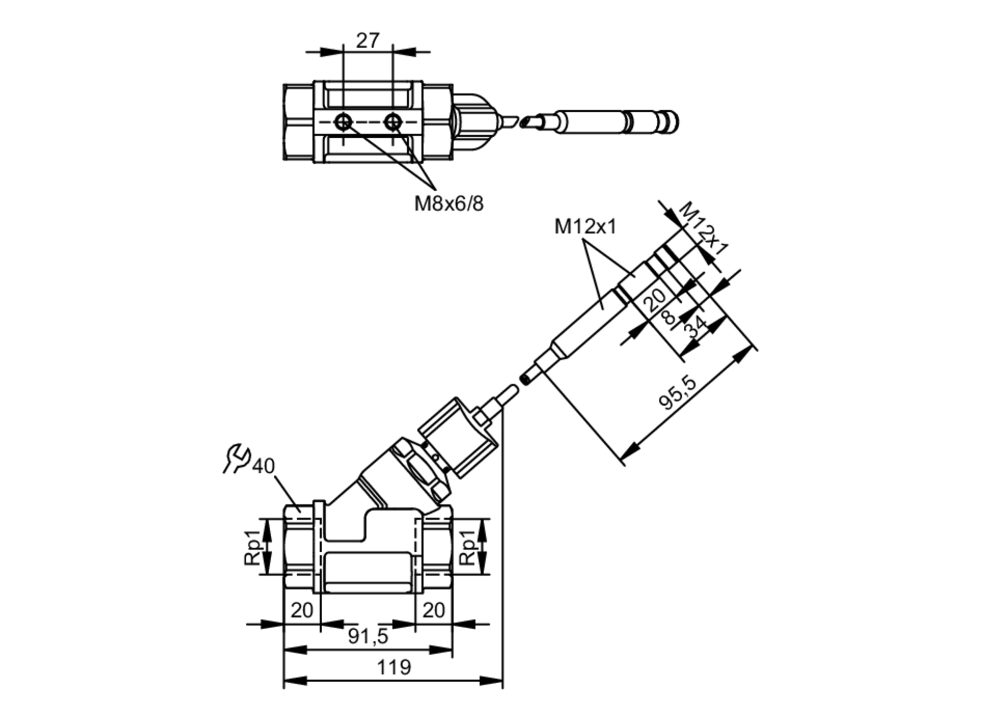SBT646 - 带单向阀的流量变送器 - ifm